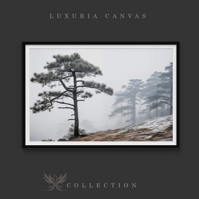 Winter Pine Tree in Misty Landscape, Digital Download, Digital Art ...
