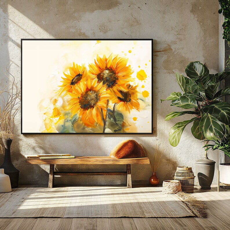 Sunflower Burst, Digital Download, Digital Art, Downloadable Art, Wall ...