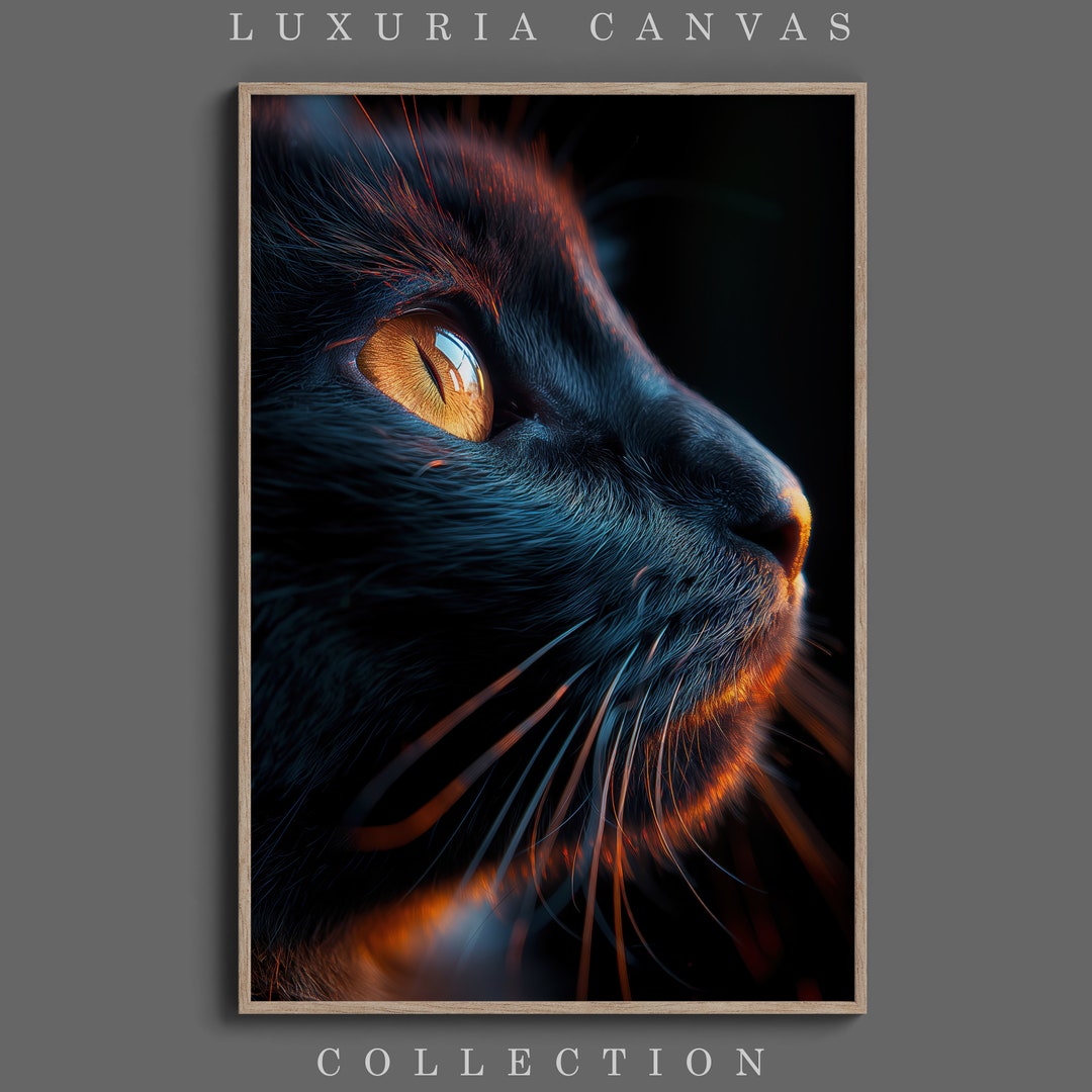 Black Cat Focus, Digital Download, Digital Art, Printable Art ...