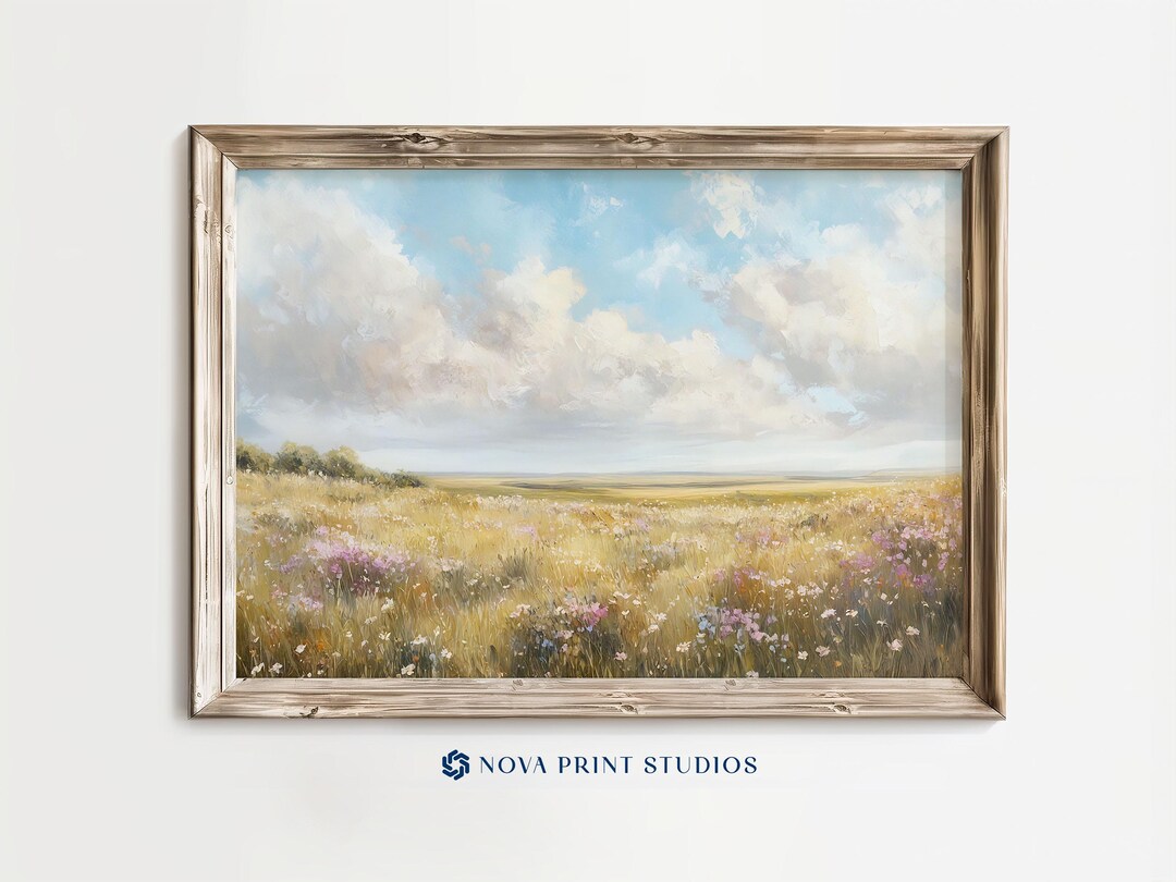 Wildflower Prairie Landscape | Rustic Farmhouse Printable Wall Art ...