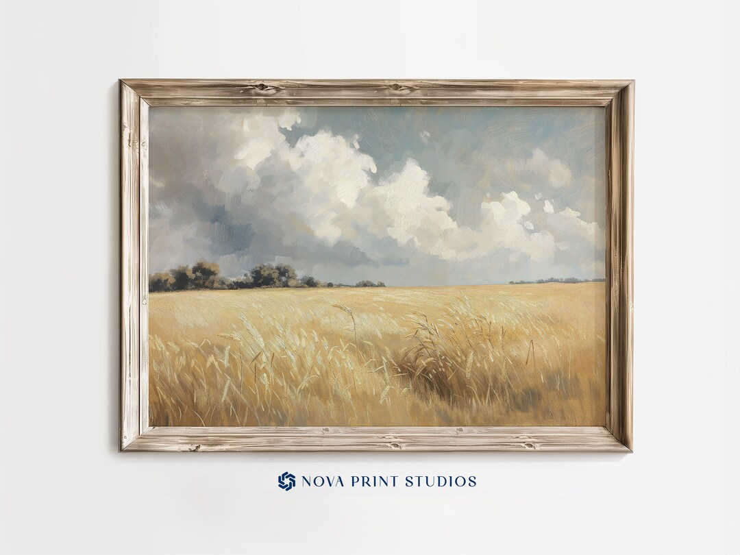 Rustic Wheat Field | Farm Countryside Printable Wall Art | Warm Tones ...