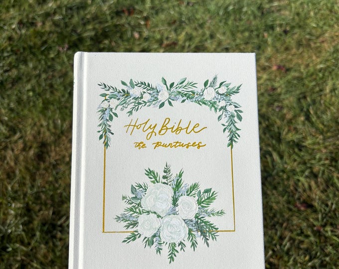 Custom Hand-painted Bride's Bible: Personalized Bouquet Design - Etsy