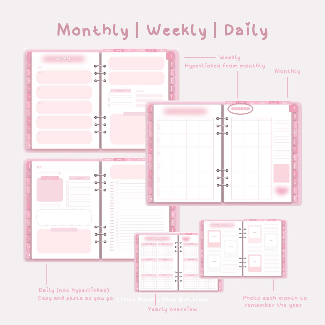 Aura Heart Pink Digital Planner for Goodnotes | Coquette Digital ...