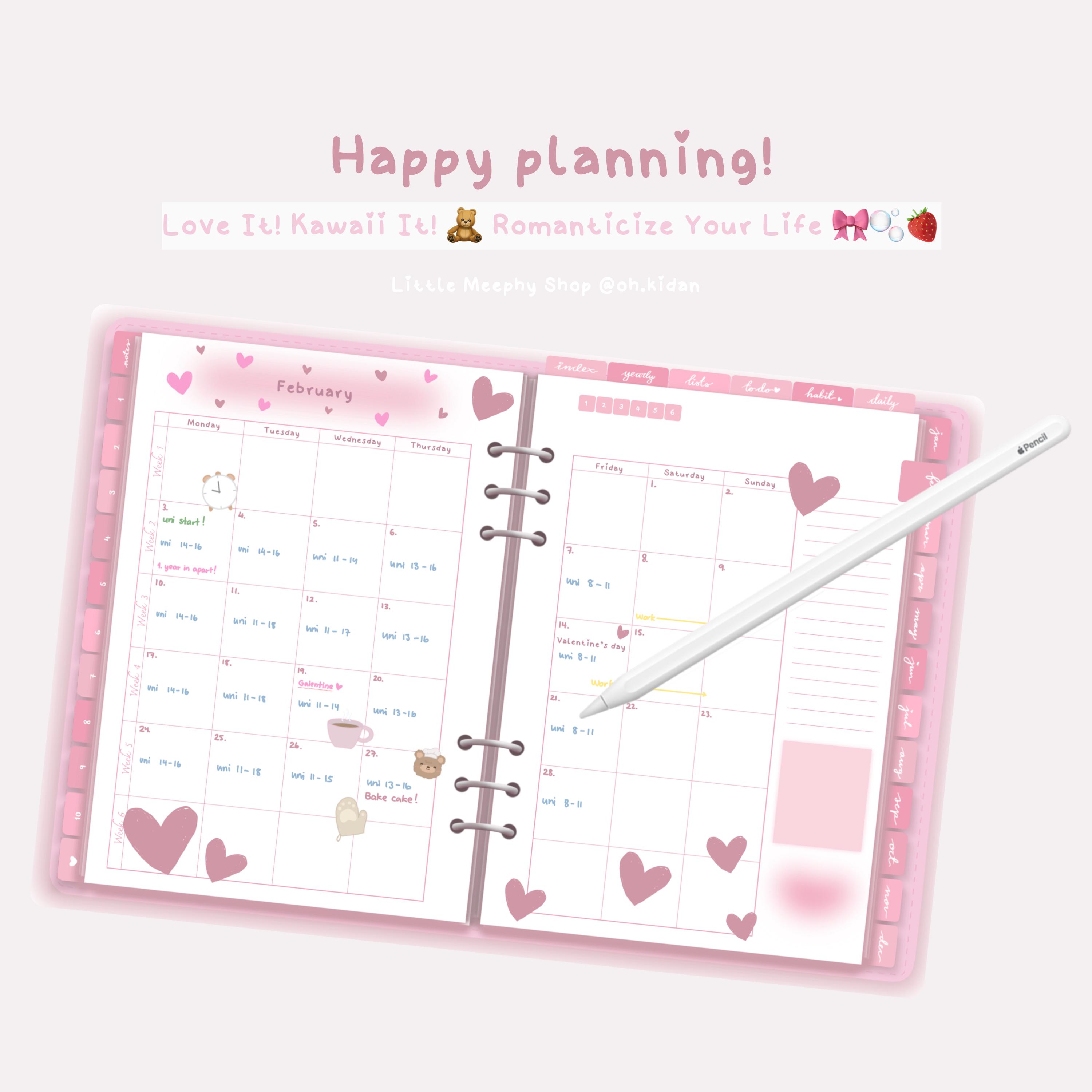 Aura Heart Pink Digital Planner for Goodnotes | Coquette Digital ...