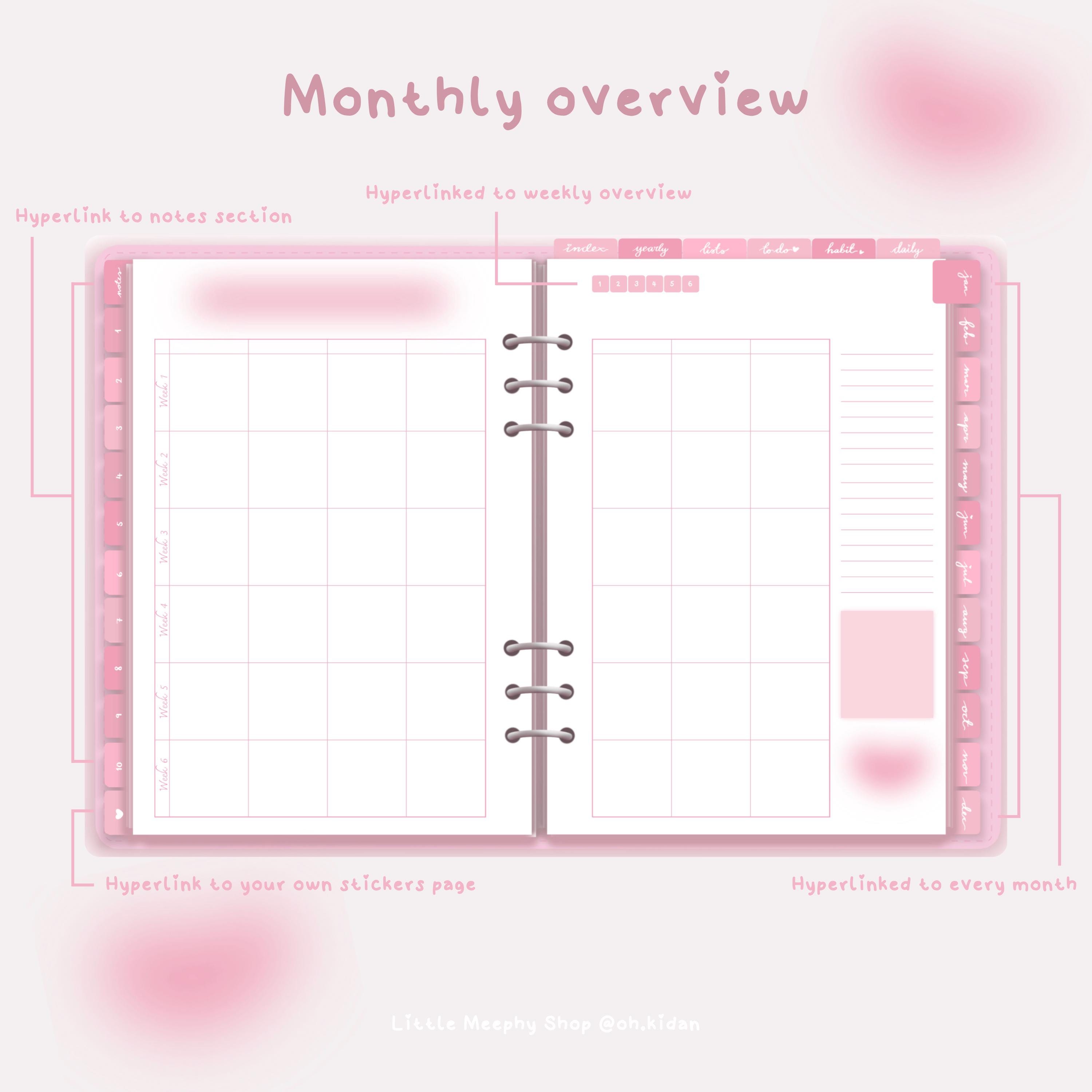 Aura Heart Pink Digital Planner for Goodnotes | Coquette Digital ...