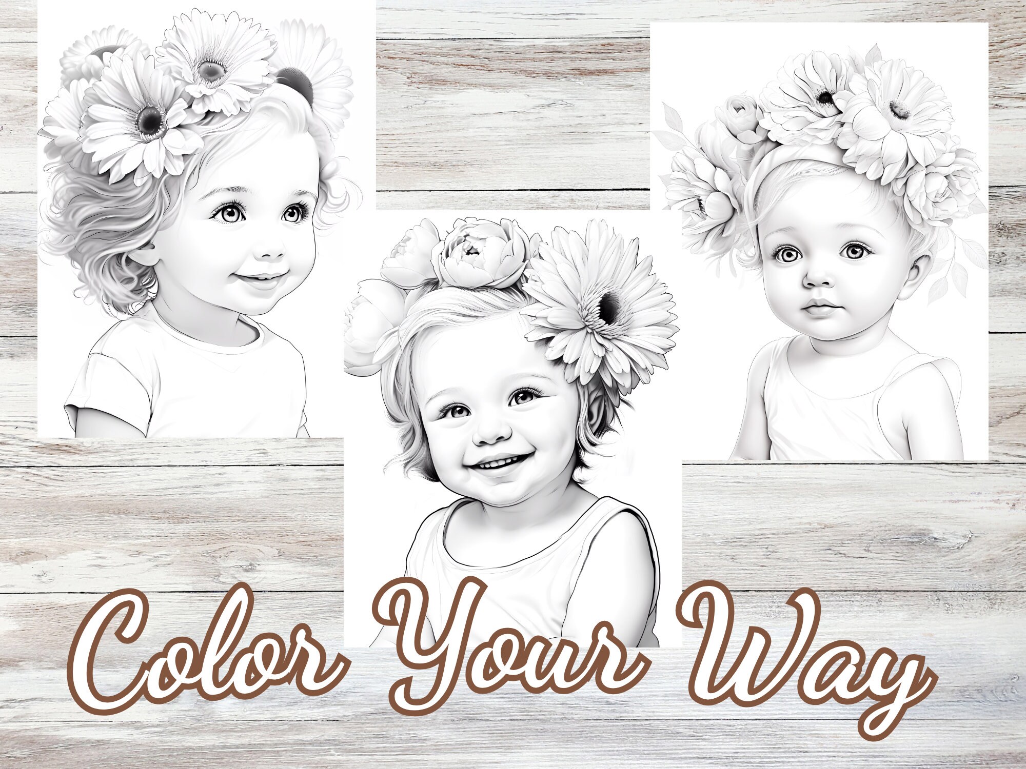 Flower Girls Coloring Pages 20 Portraits of Adorable Little Girls With ...