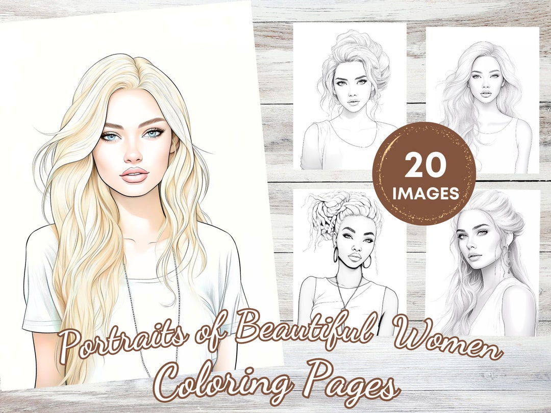 Beautiful Women Realistic Coloring Pages 20 Portraits of Women ...