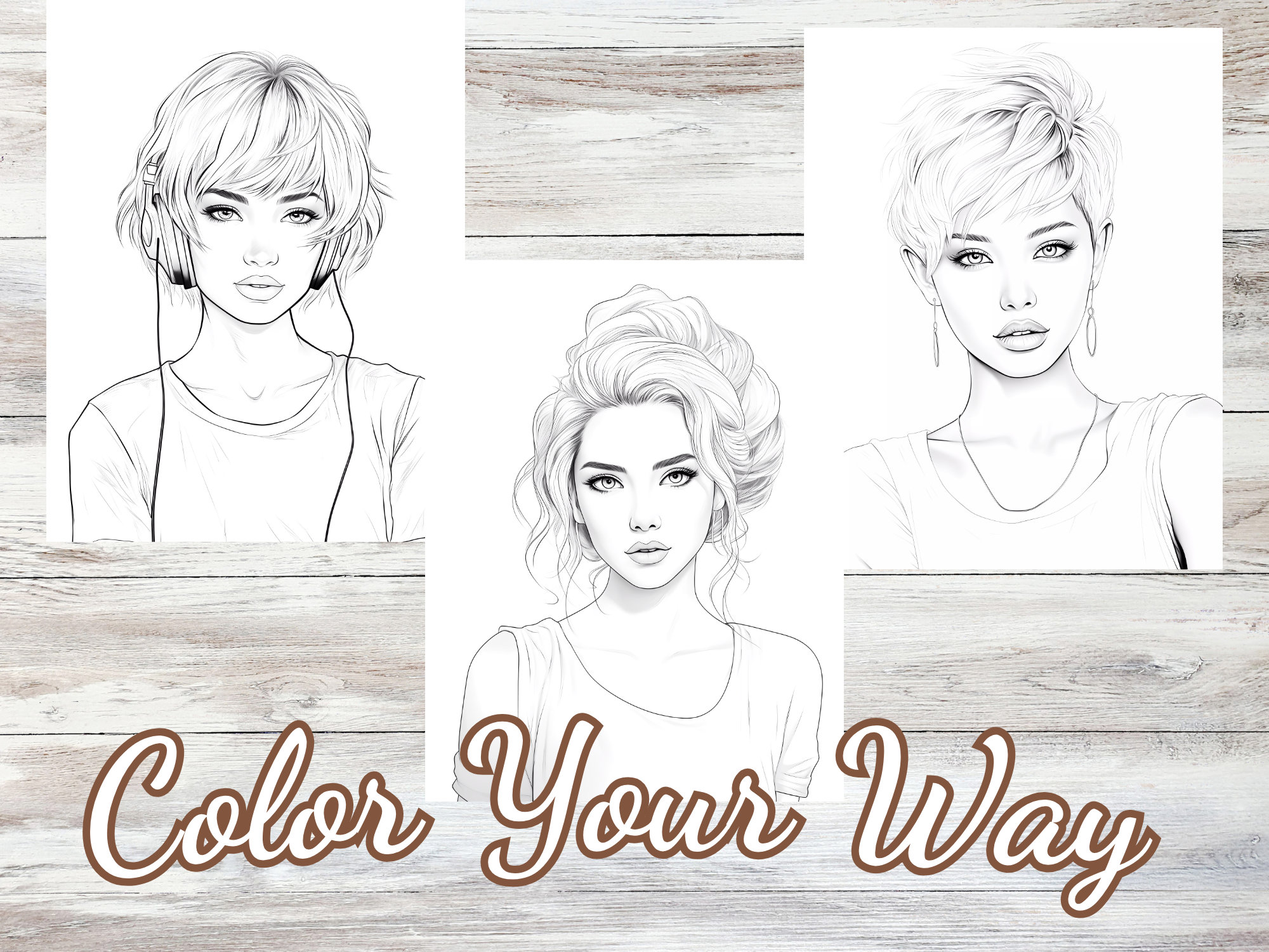 Beautiful Women Realistic Coloring Pages 20 Portraits of Women ...