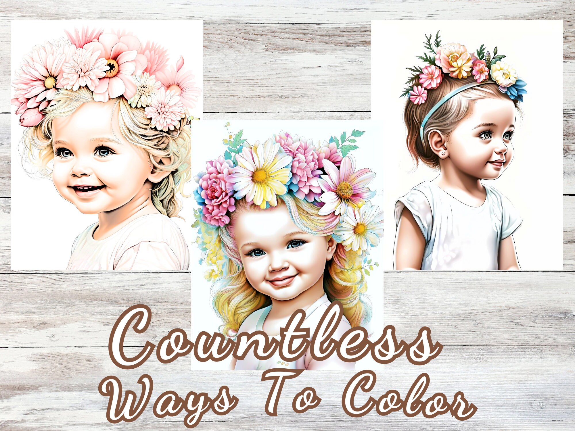 Flower Girls Coloring Pages 20 Portraits of Adorable Little Girls With ...