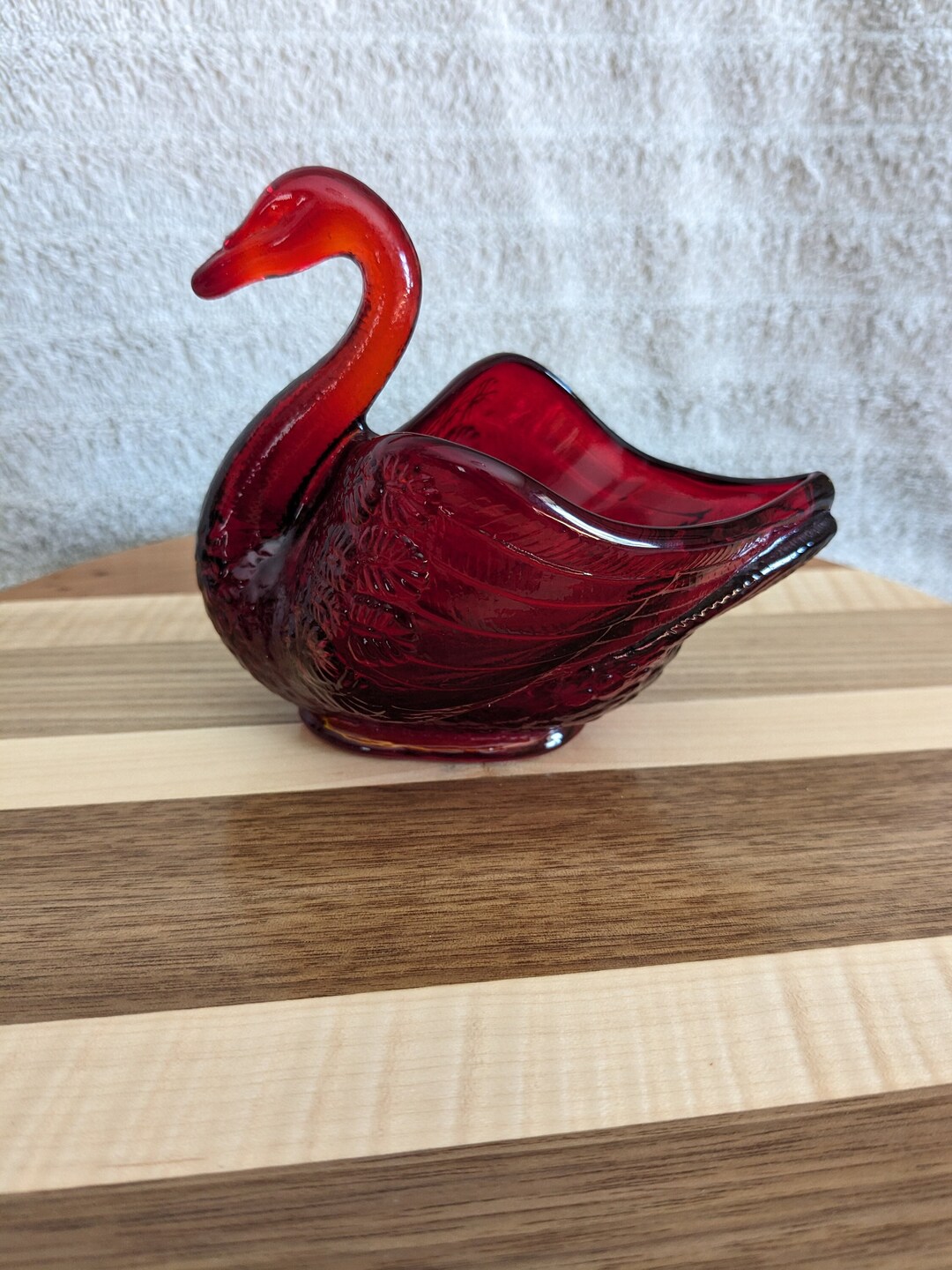 Vintage Fenton Ruby Red Glass Swan Trinket Dish - Etsy