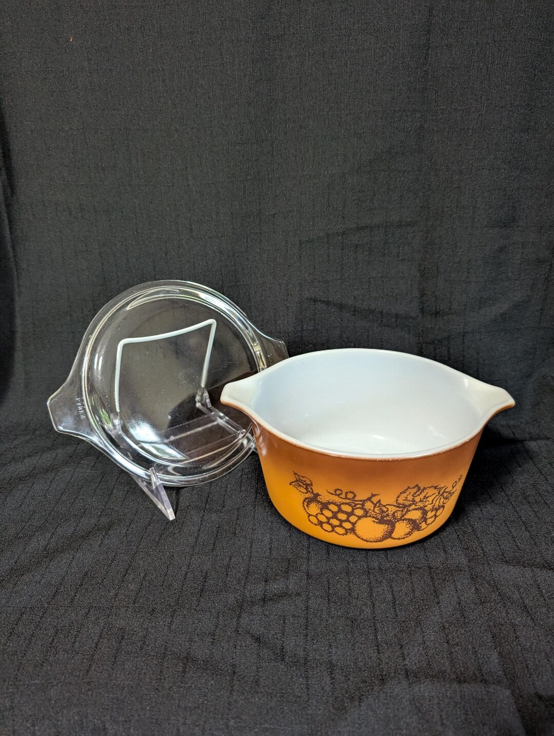Corning Pyrex One Quart Casserole Dish With Lid. Old Orchard Pattern - Etsy