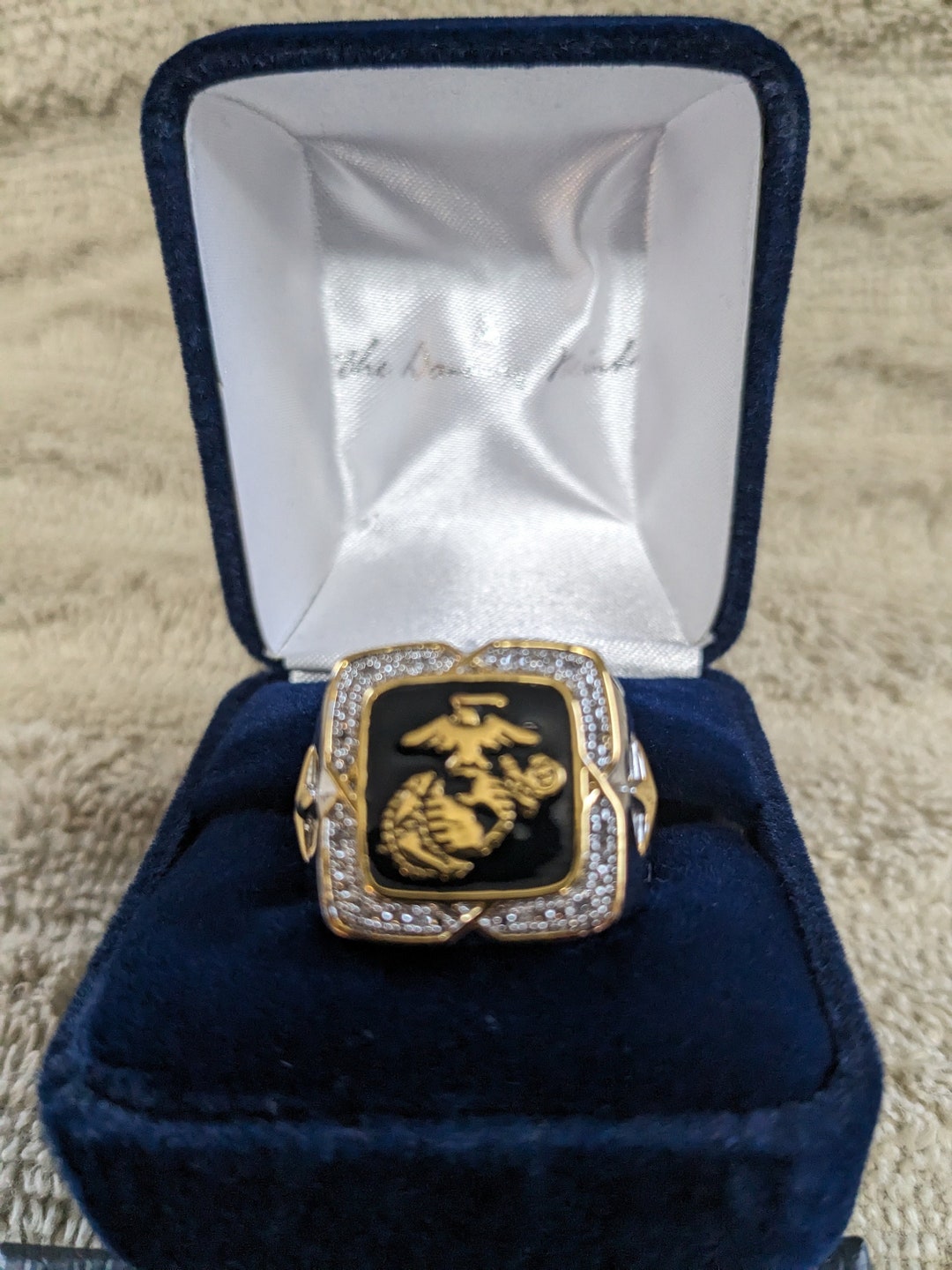 Danbury Mint U.S. Marine Corps Gold Plated With Diamonds Ring. Size 10 ...