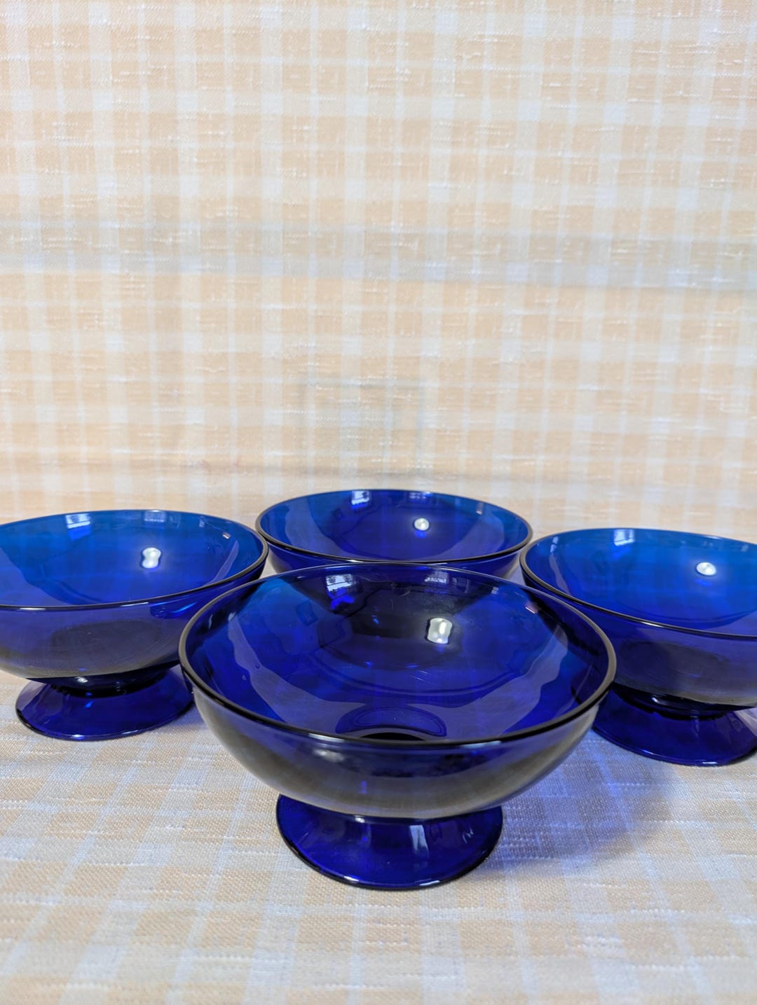 Vintage Cobalt Blue Glass Bowls (set of Four) - Etsy