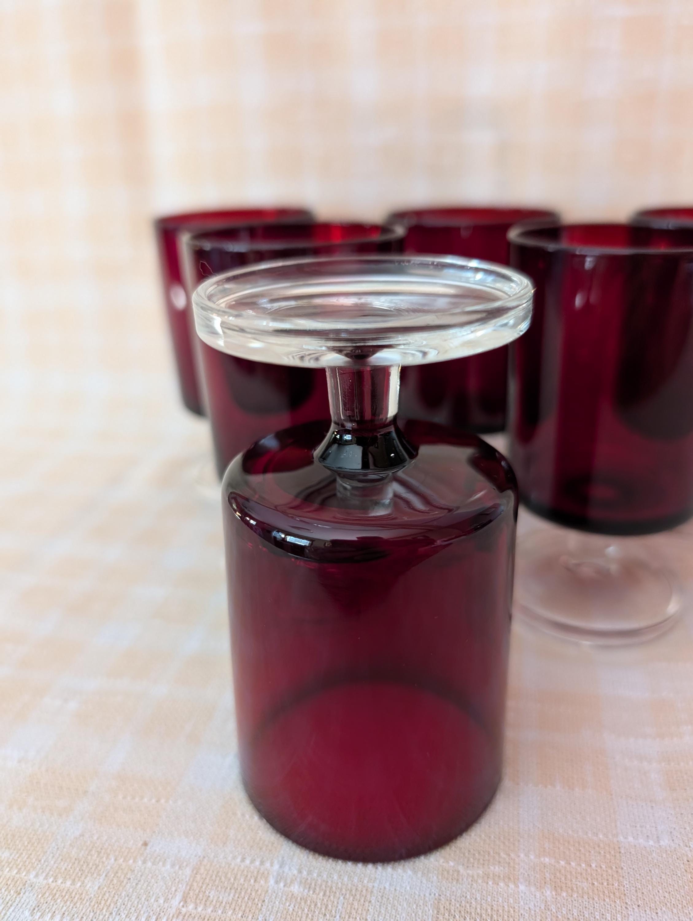 Vintage Ruby Red Luminarc 4 Ounce Wine/port Glasses. (set of Six) - Etsy