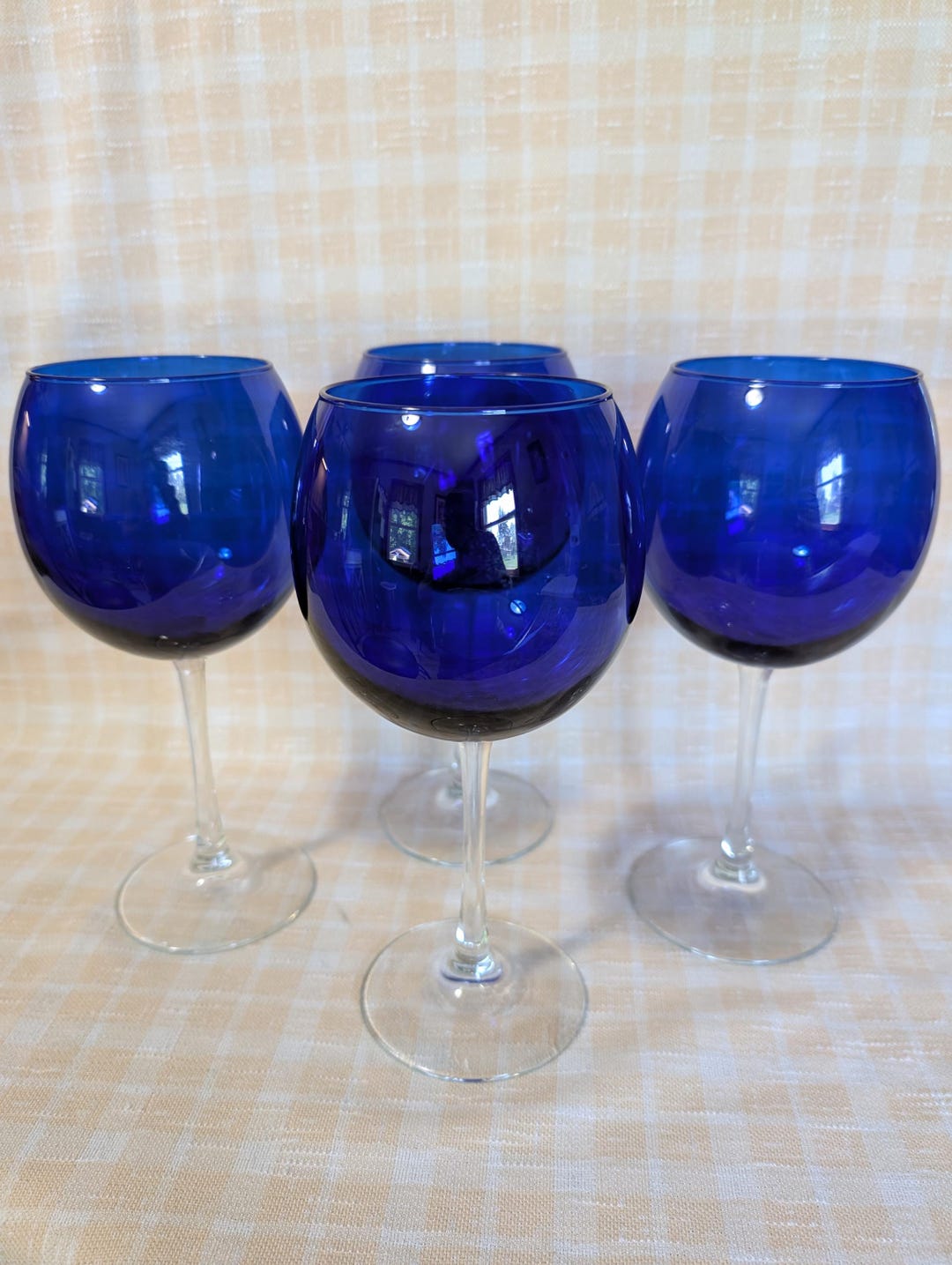 Deep Cobalt Blue Water/wine Goblets. (set of Four) 16 Ounces - Etsy