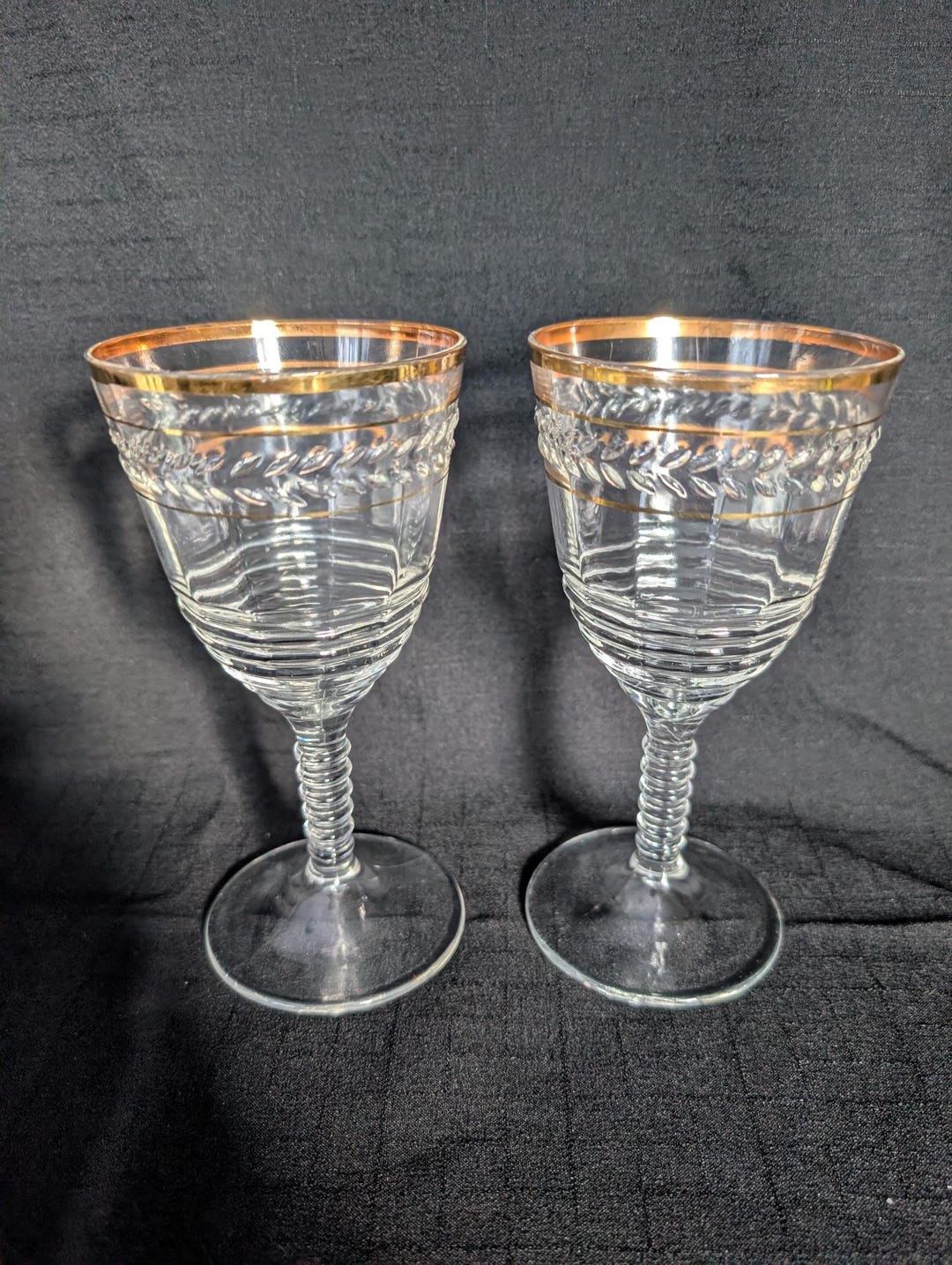 Federal Glass Laurel Pattern Wine Goblets (set of Two) - Etsy