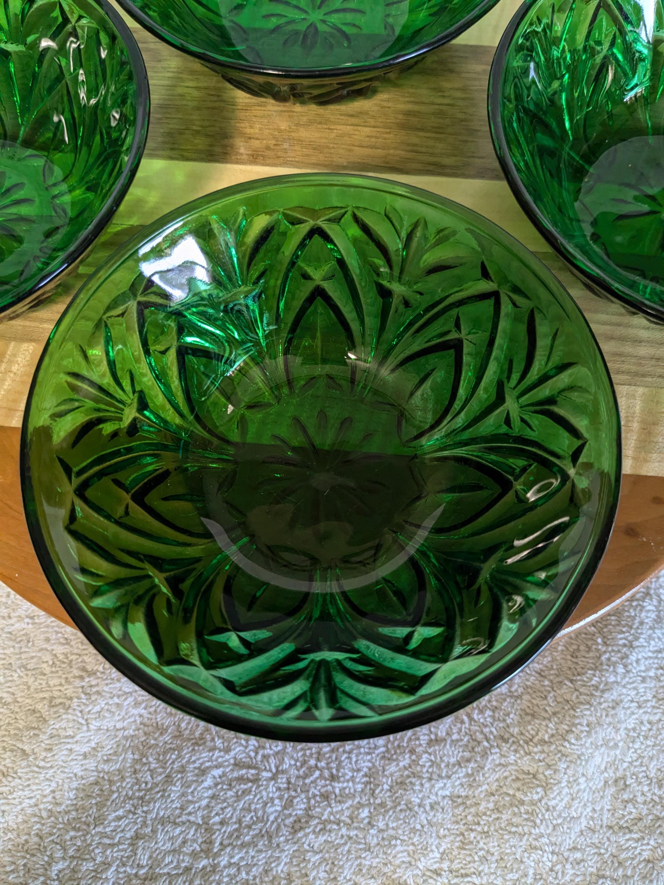 Vintage Anchor Hocking Emerald Green Small Bowls - Etsy