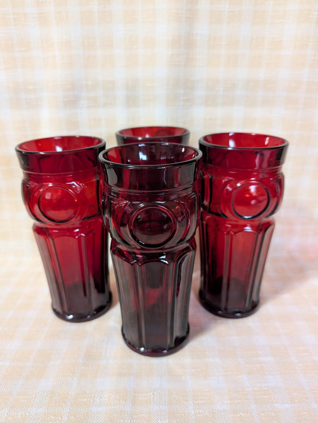 Vintage Wheaton Glass Company Ruby Red Bullseye Tea Tumblers (set of ...