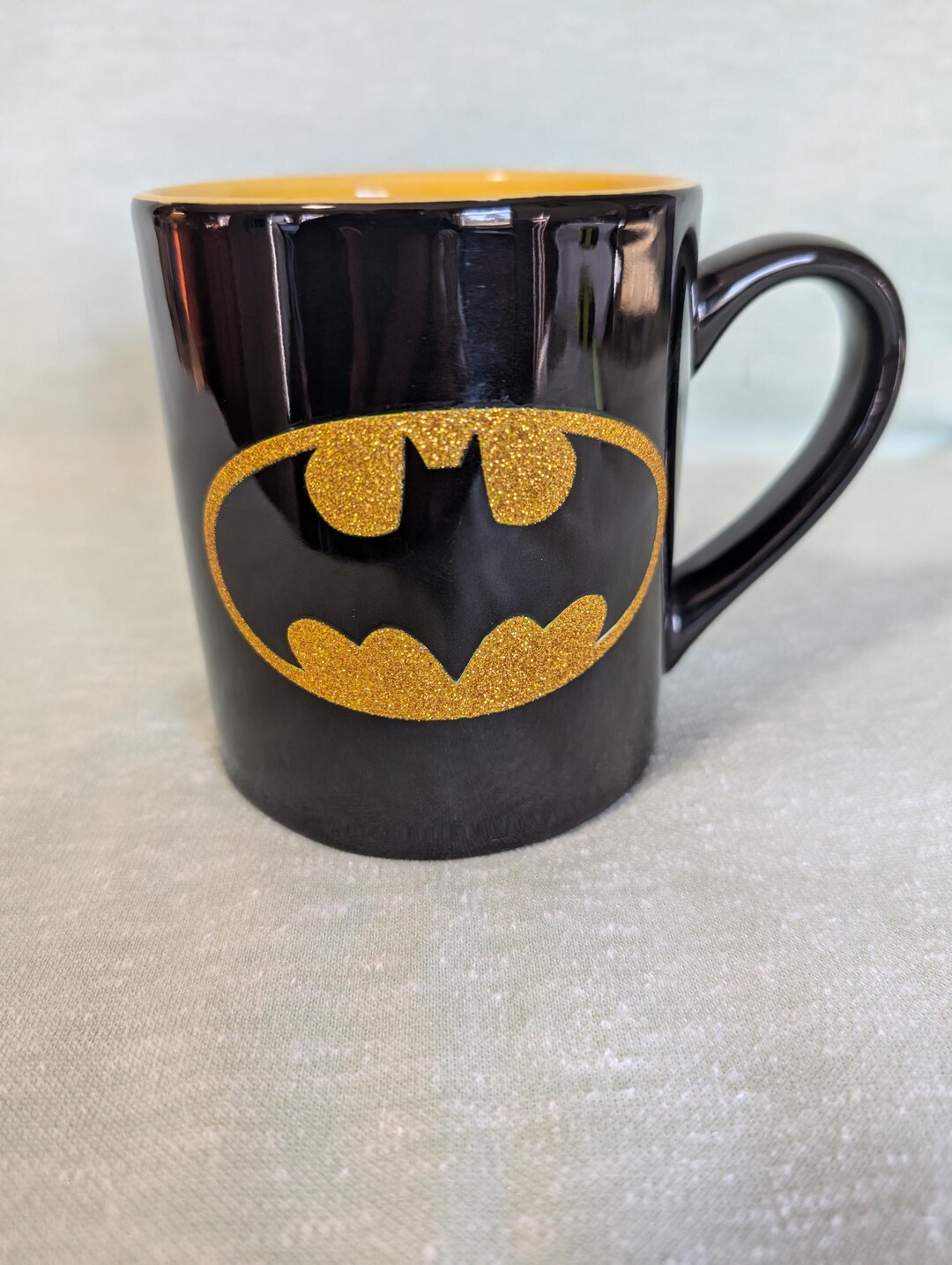 Batman Gold Glitter Logo Ceramic Coffee Cup - Etsy