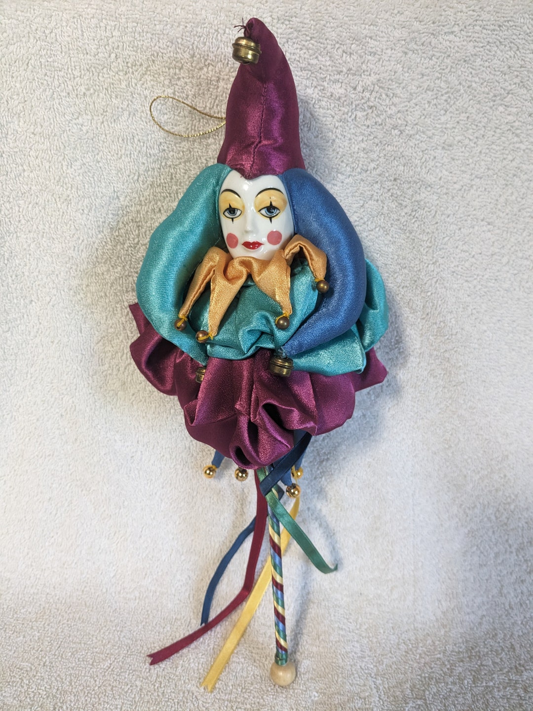 Porcelain Jester Head on a Wrapped Stick (mardis Gras) - Etsy