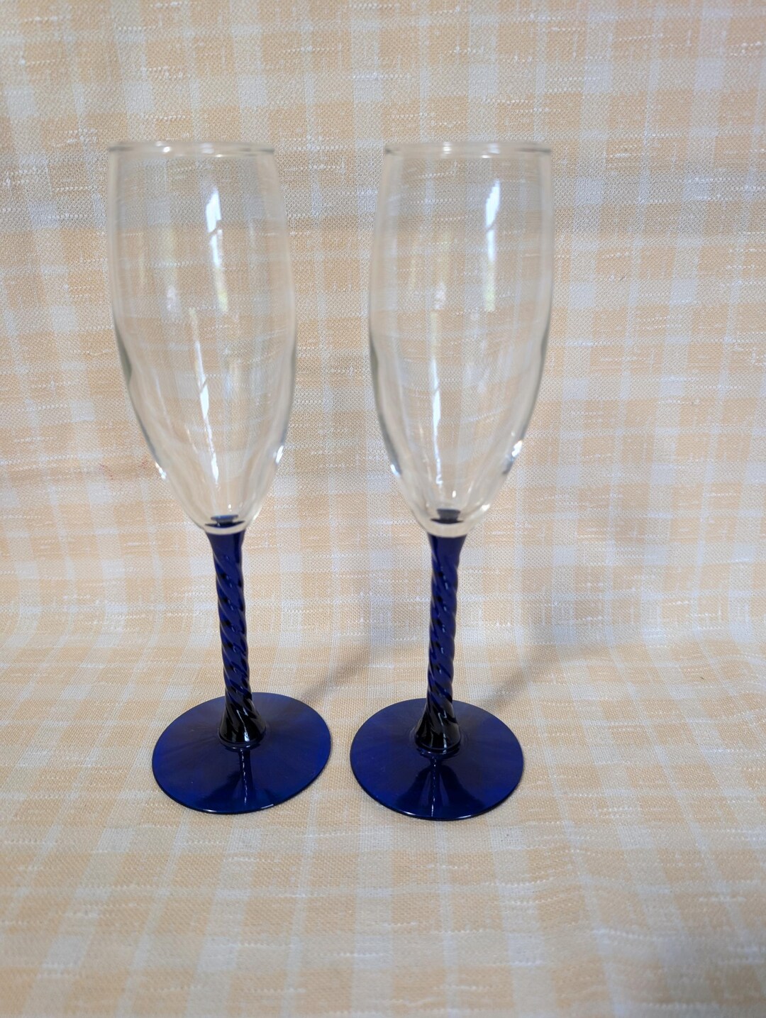 Cobalt Blue Twisted Stem Champagne Flutes (set of Two) - Etsy