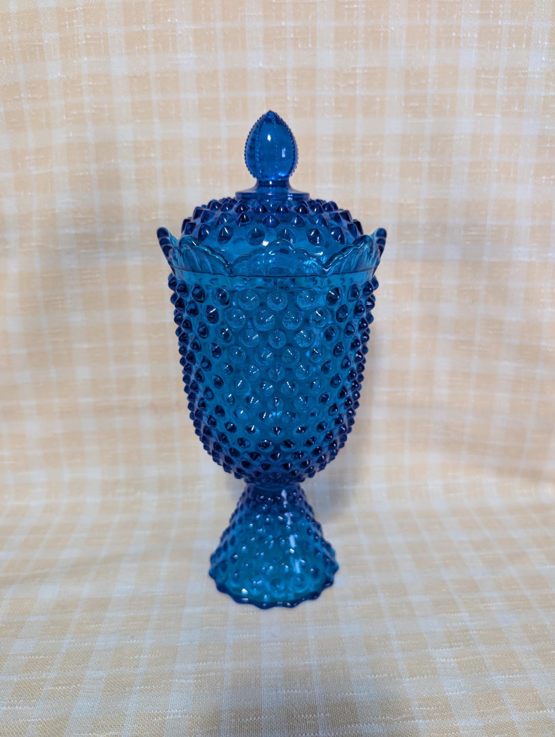 Fenton Art Glass Colonial Blue Hobnail Apothecary Lidded Jar - Etsy
