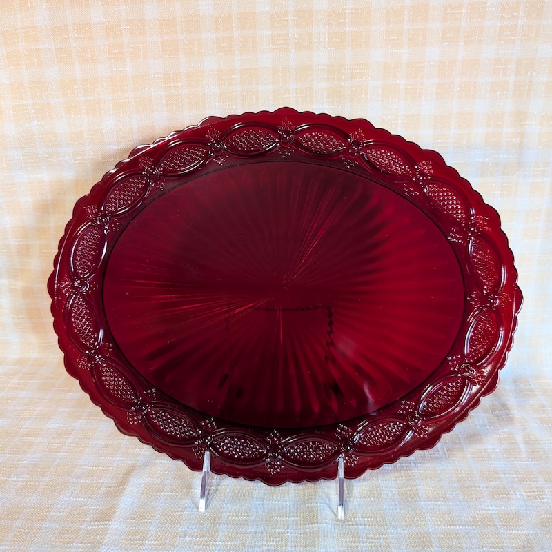 Ruby Glass Platter - Etsy