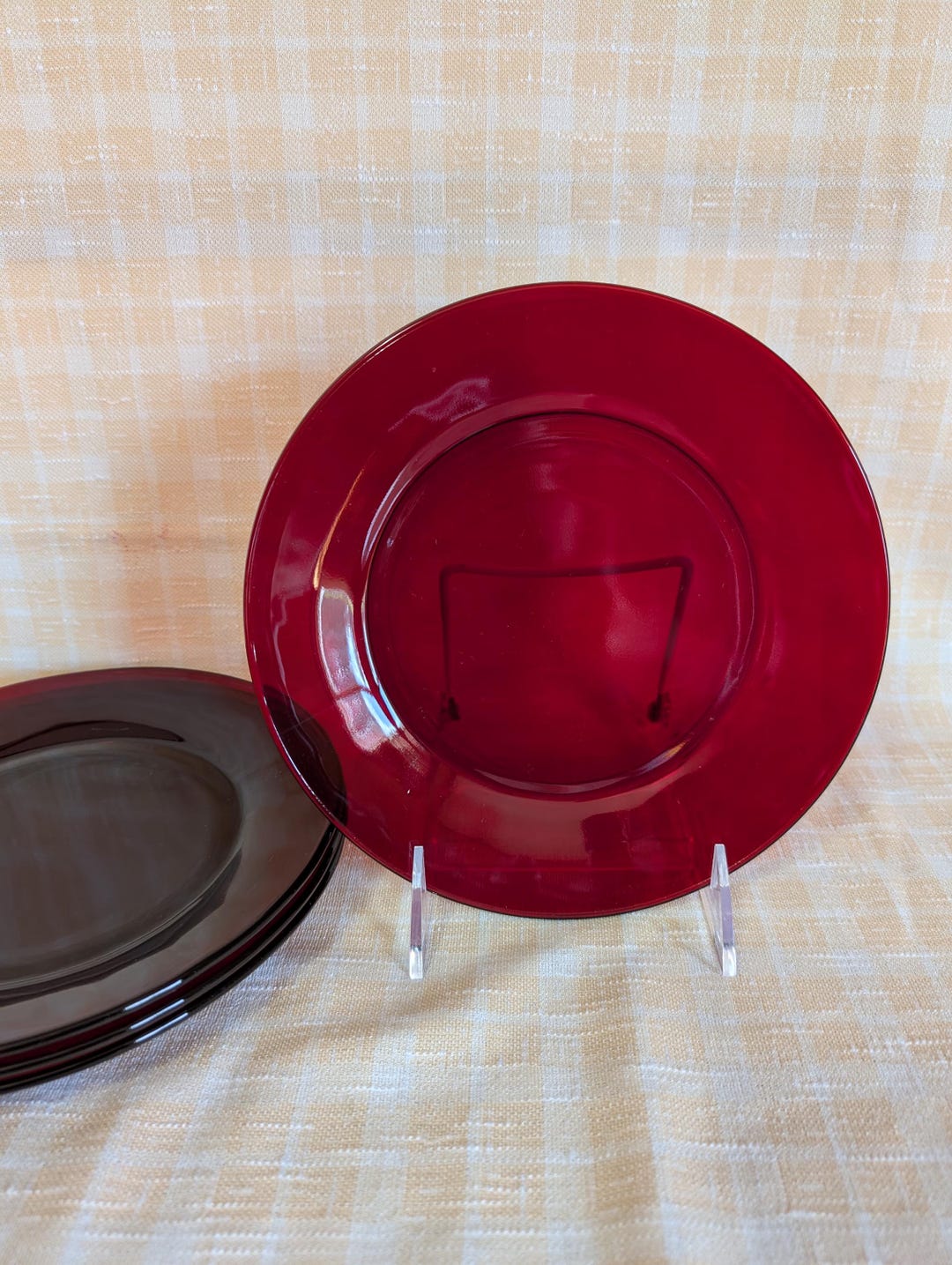 Anchor Hocking Ruby Red Luncheon Plates set of Four - Etsy