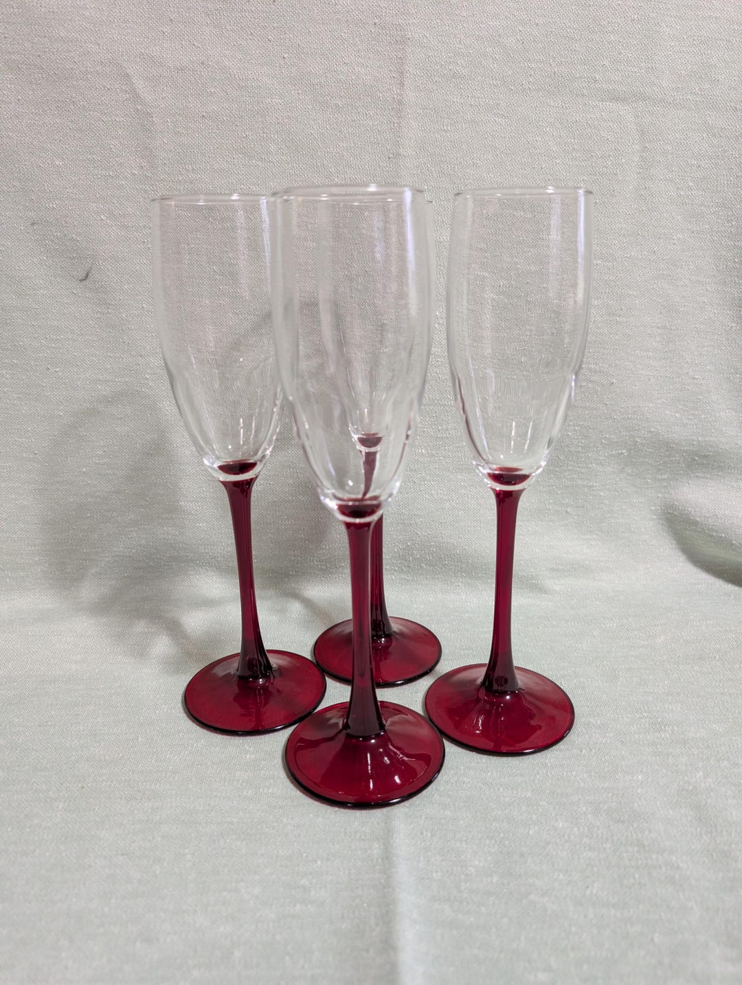 Luminarc Ruby Red Stemmed Champagne Glasses (set of Four) - Etsy
