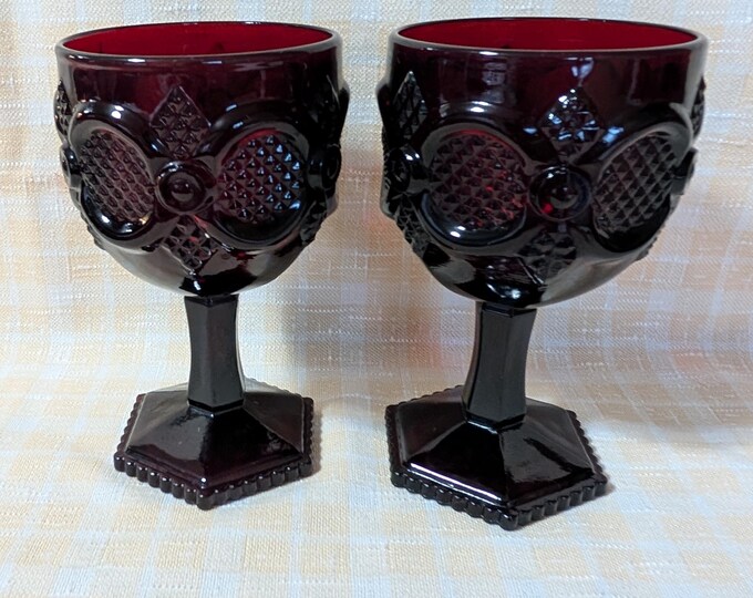 Vintage Avon 1876 Cape Cod Ruby Red Wine/water Goblets. set of Two - Etsy