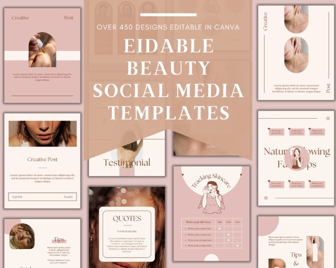 450 Editable Social Media Templates Pack, Customizable Designs for ...