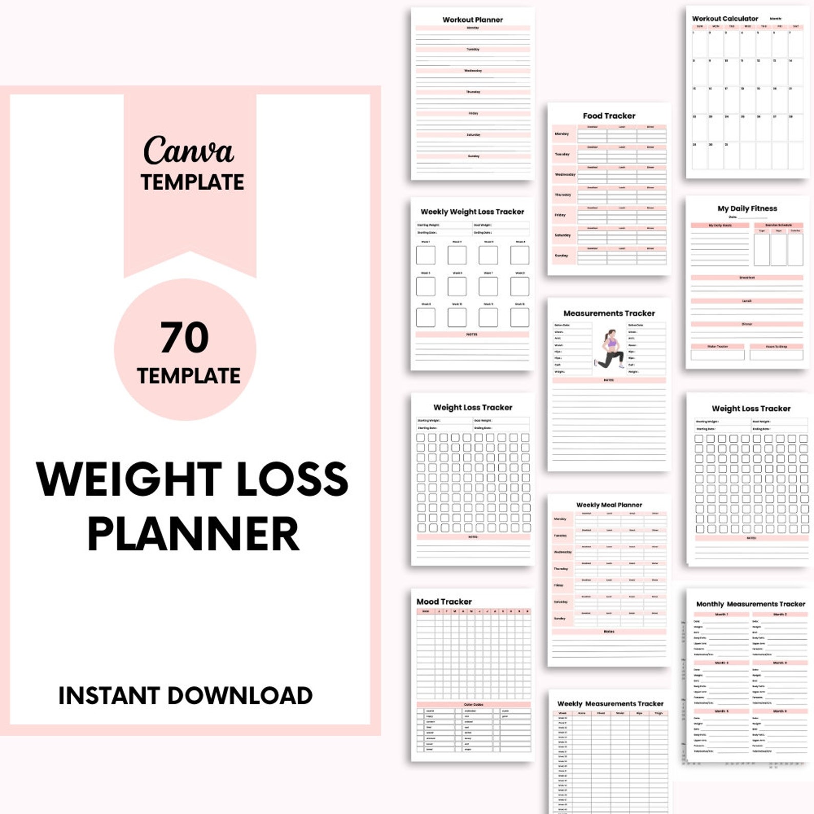 Printable Weight Loss Journal, Customizable 60-day Fitness Tracker ...