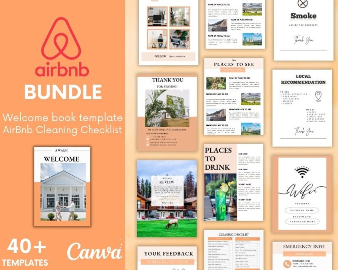 Custom Airbnb Guest Book Template, Personalized and Editable Welcome ...