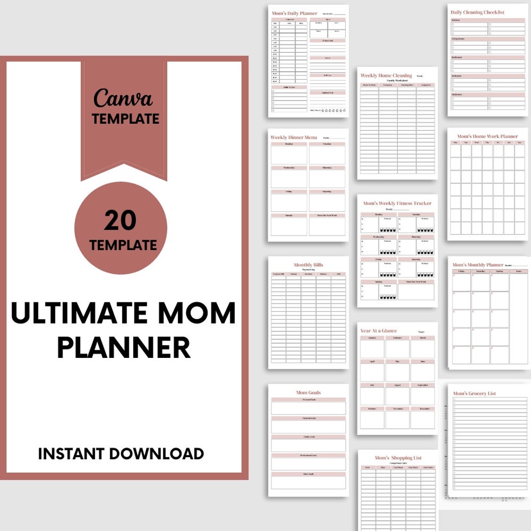 Ultimate Mom Life Planner Mom Life Planner Canva Editable, Trackers ...