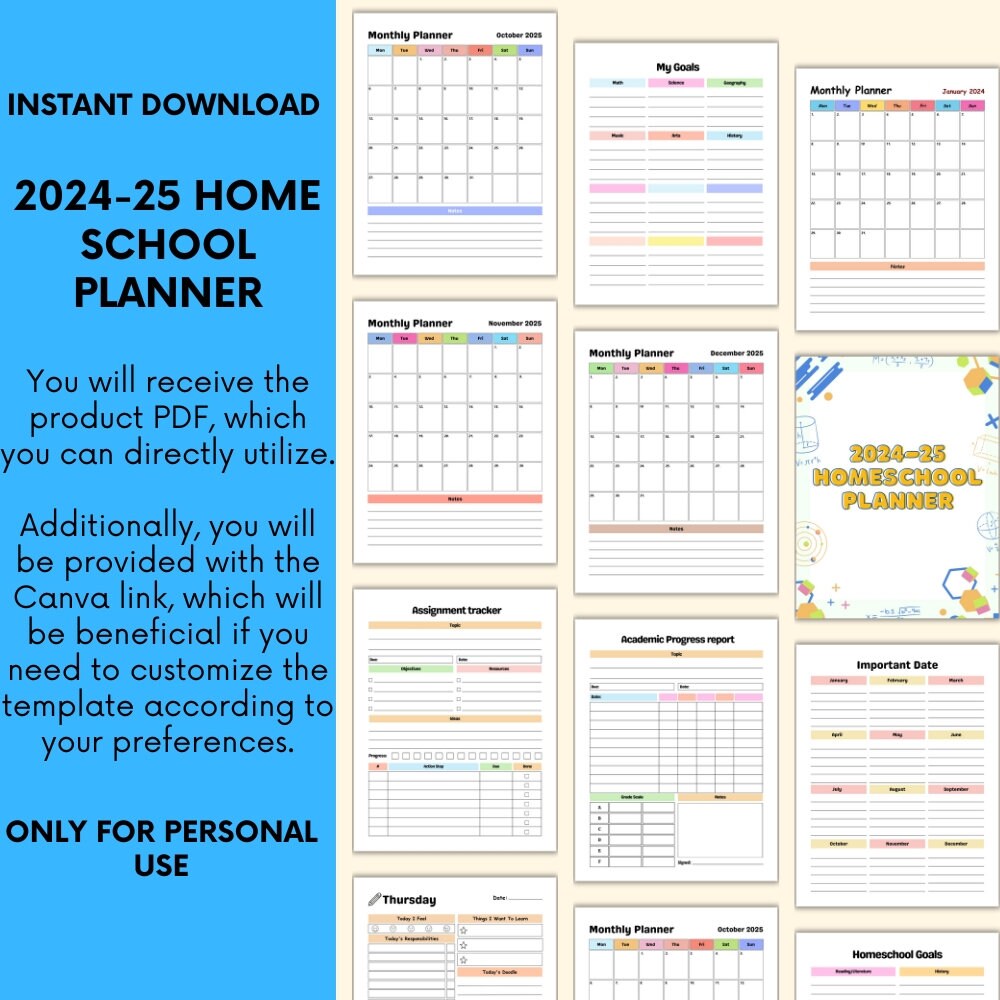 Printable Homeschool Teacher Planner, Comprehensive Curriculum Planner ...