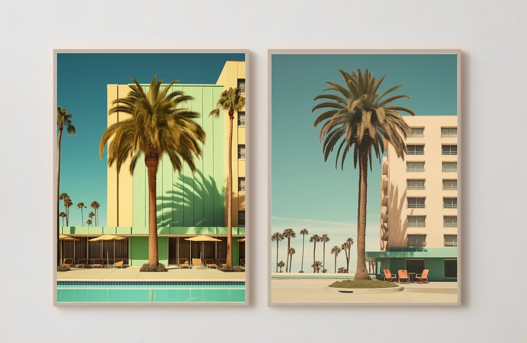 Art Deco Palm Trees Retro Print Wall Art, Miami Holiday Memories Print ...