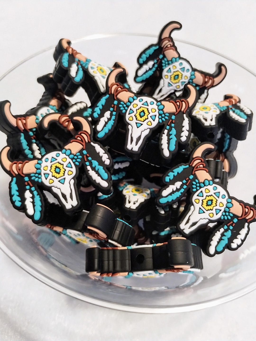 Cow Skull, Cow Head, Western Focal Bead, Southern Focal Bead, Turquoise ...