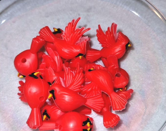 Red Cardinal Focal Beads,3d Silicone Beads, Bird Beads, Cardinal ...