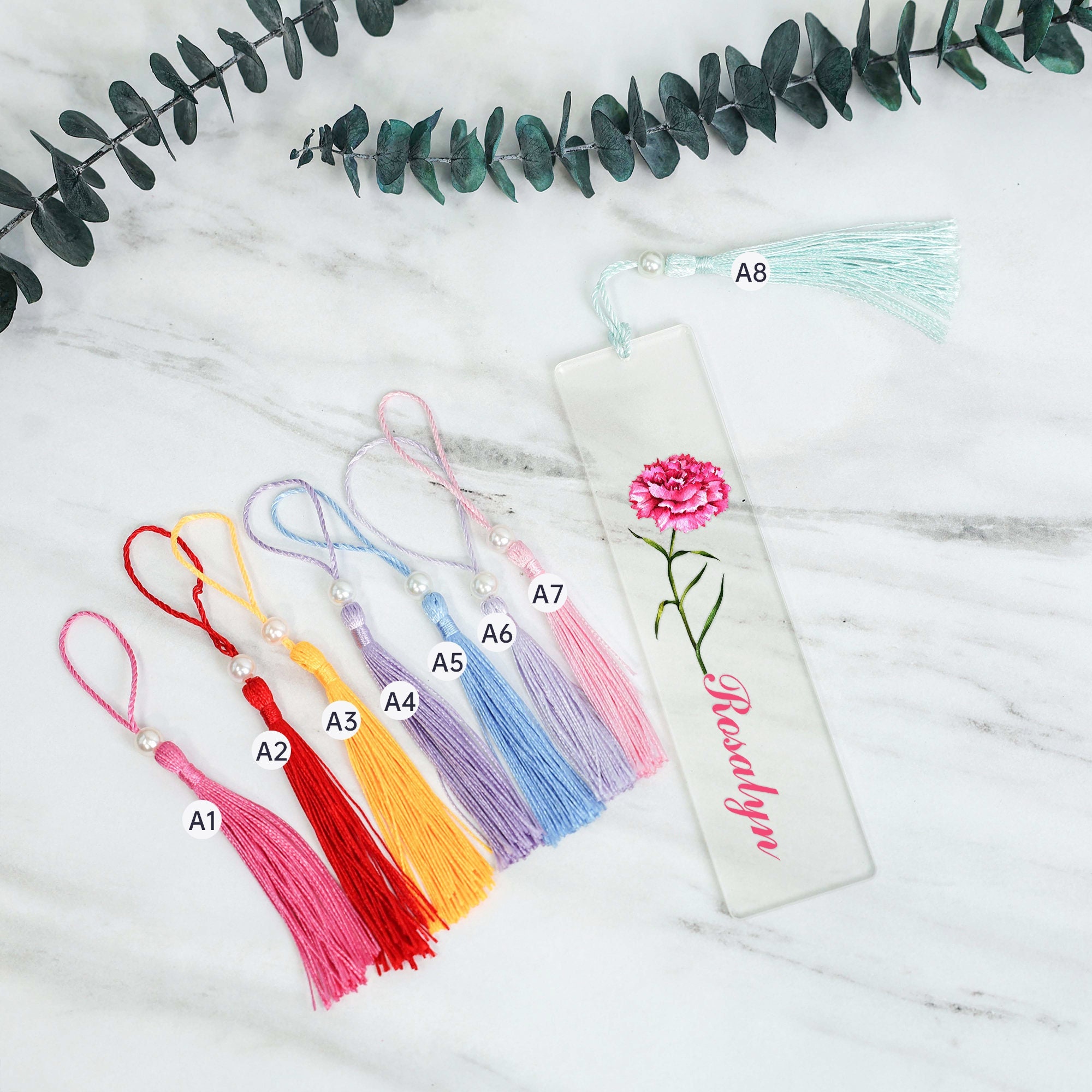 Custom Birth Flower Bookmark,colorful Month Flower Bookmark With Tassel ...