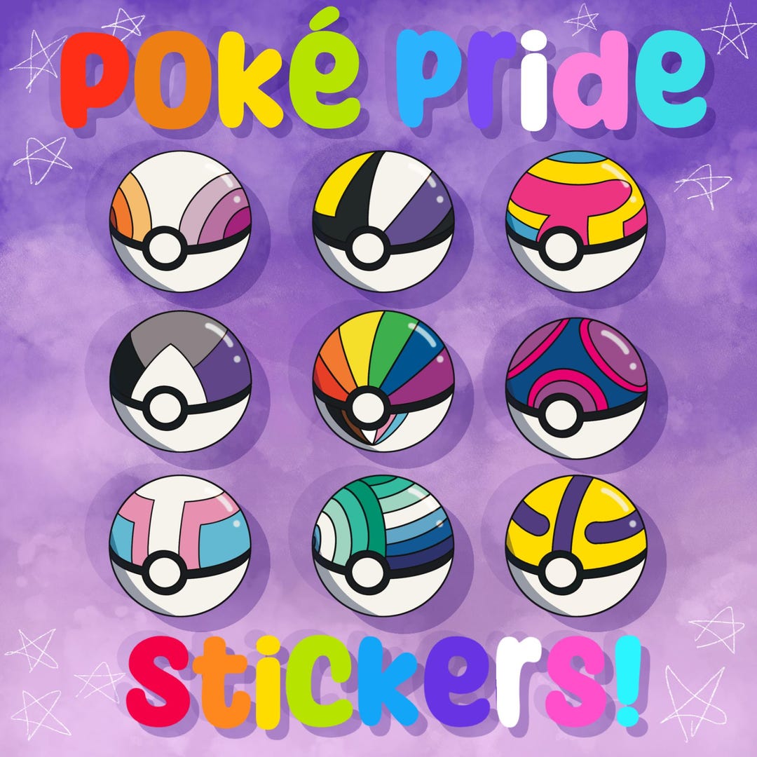 Queer Pride Pokemon Pokeball Sticker for Nerds, LGBTQ+ Sticker ...