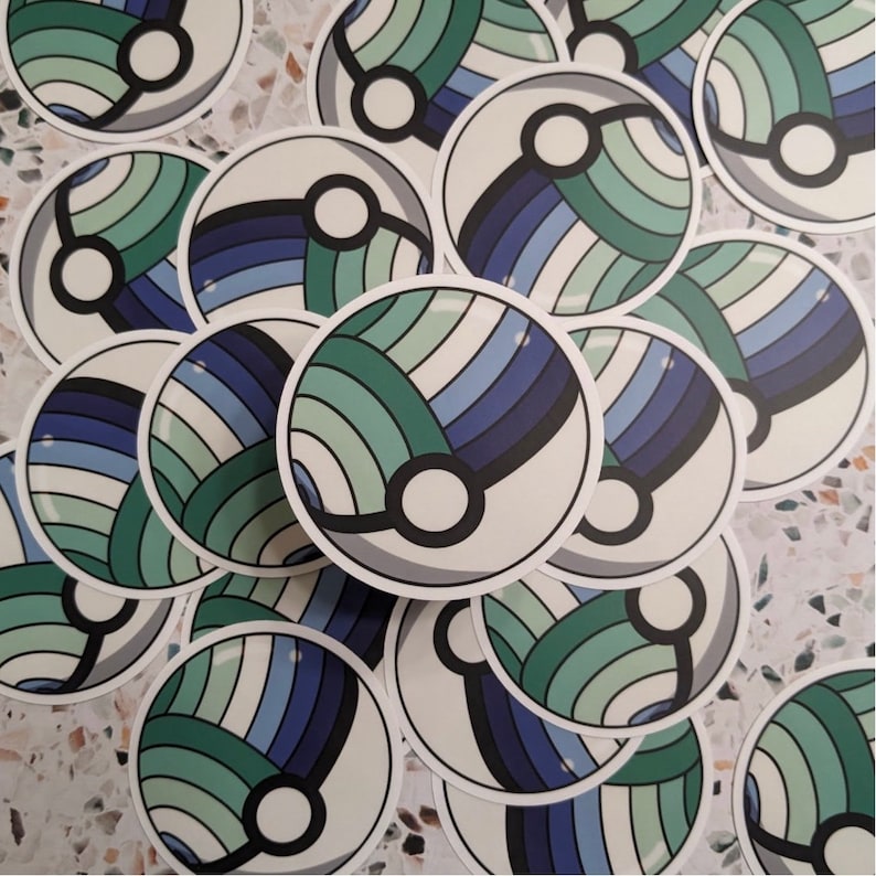 Queer Pride Pokemon Pokeball Sticker for Nerds, Asexual Sticker, LGBTQ ...
