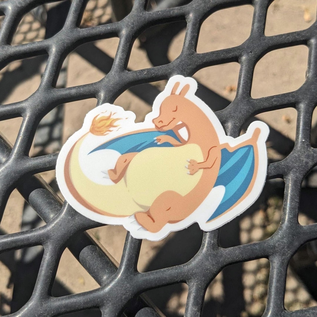 Sleeping Charizard Pokémon Sticker, Gift for Nerds for Water Bottle ...