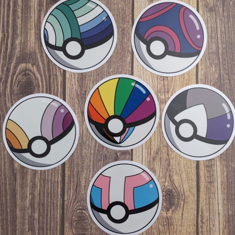 Queer Pride Pokemon Pokeball Sticker for Nerds, Asexual Sticker, LGBTQ ...
