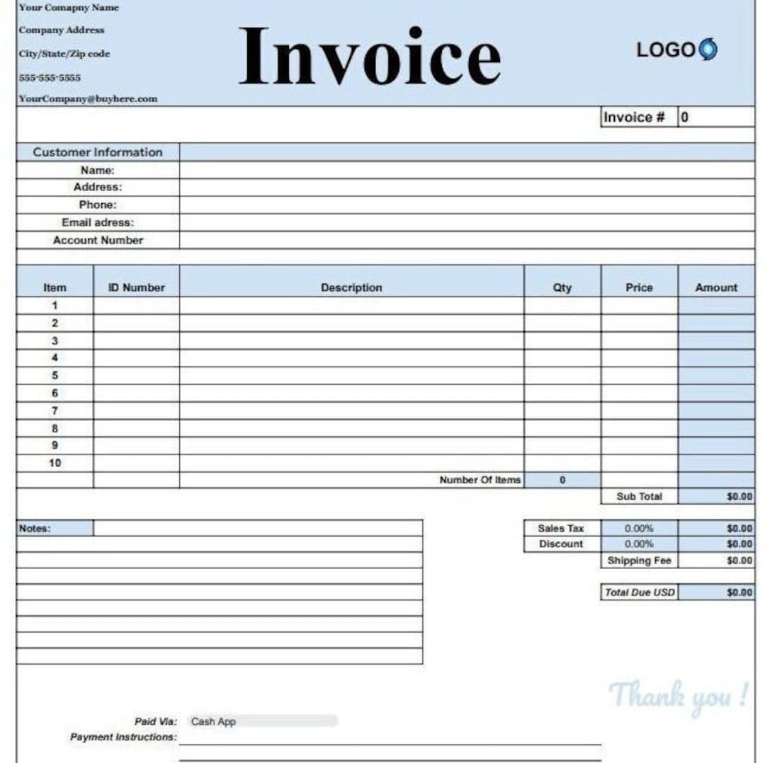 Simple Invoice Sheet / Google Sheets/ Android/apple/pc - Etsy