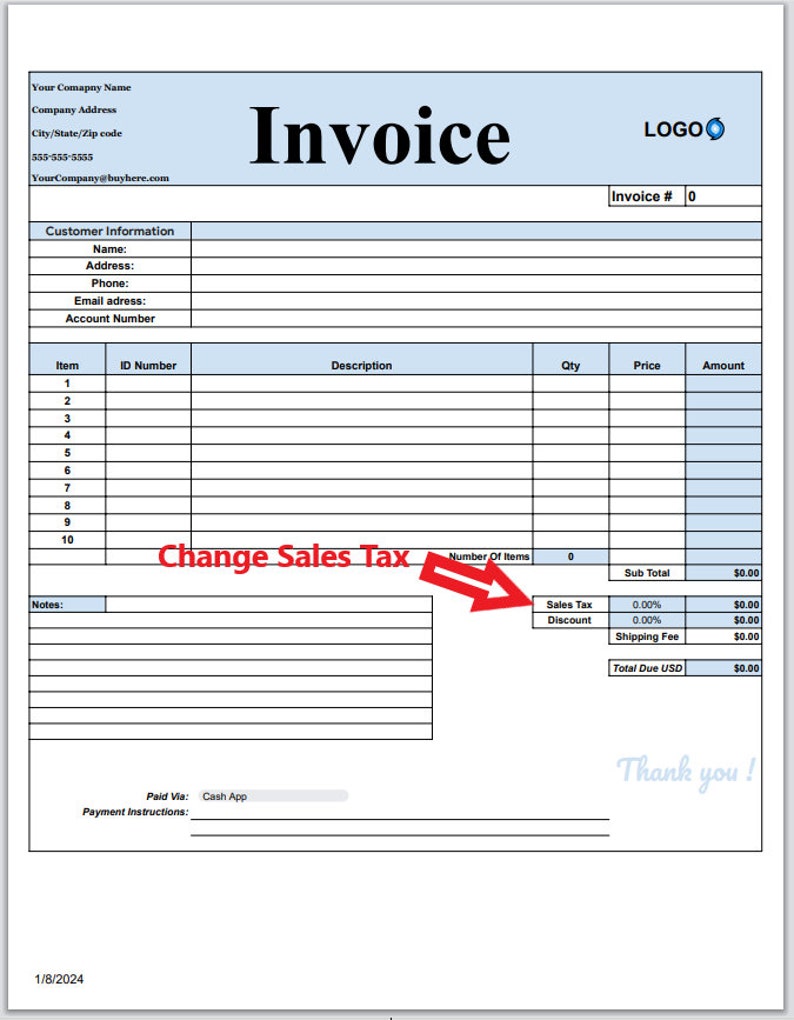 Simple Invoice Sheet / Google Sheets/ Android/apple/pc - Etsy
