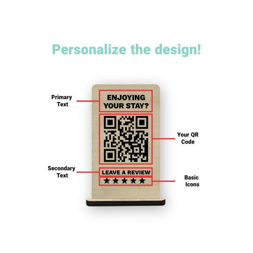 QR Code Sign Wooden Custom QR Sign Wifi Qr Sign QR Sign for Business ...