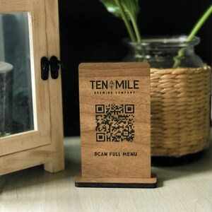 QR Code Sign for Business | Wooden QR Code Table Sign | Logo QR Sign | Standing Venmo Sign ...