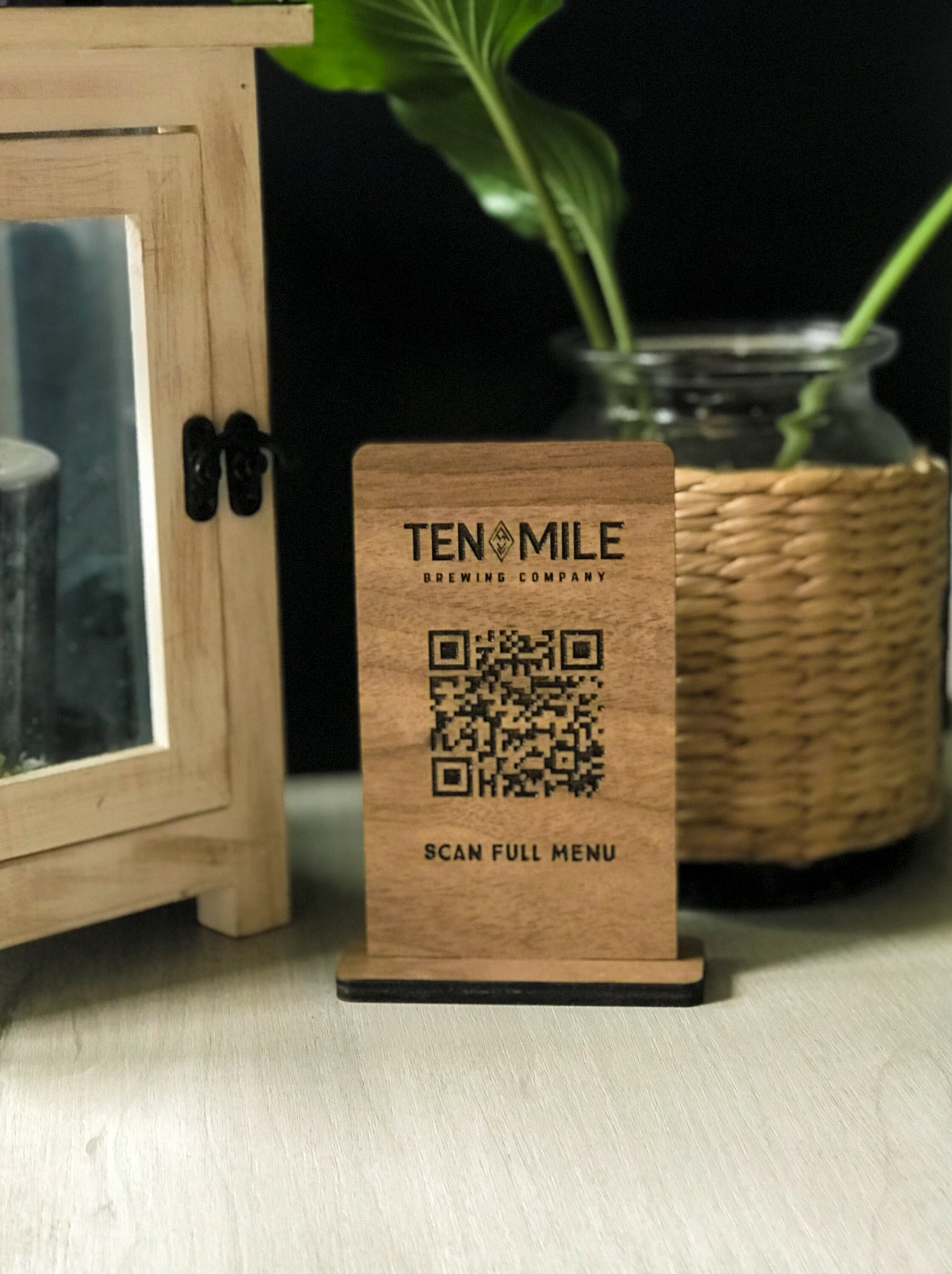 QR Code Sign for Business Wooden QR Code Table Stand Sign Logo QR Sign ...