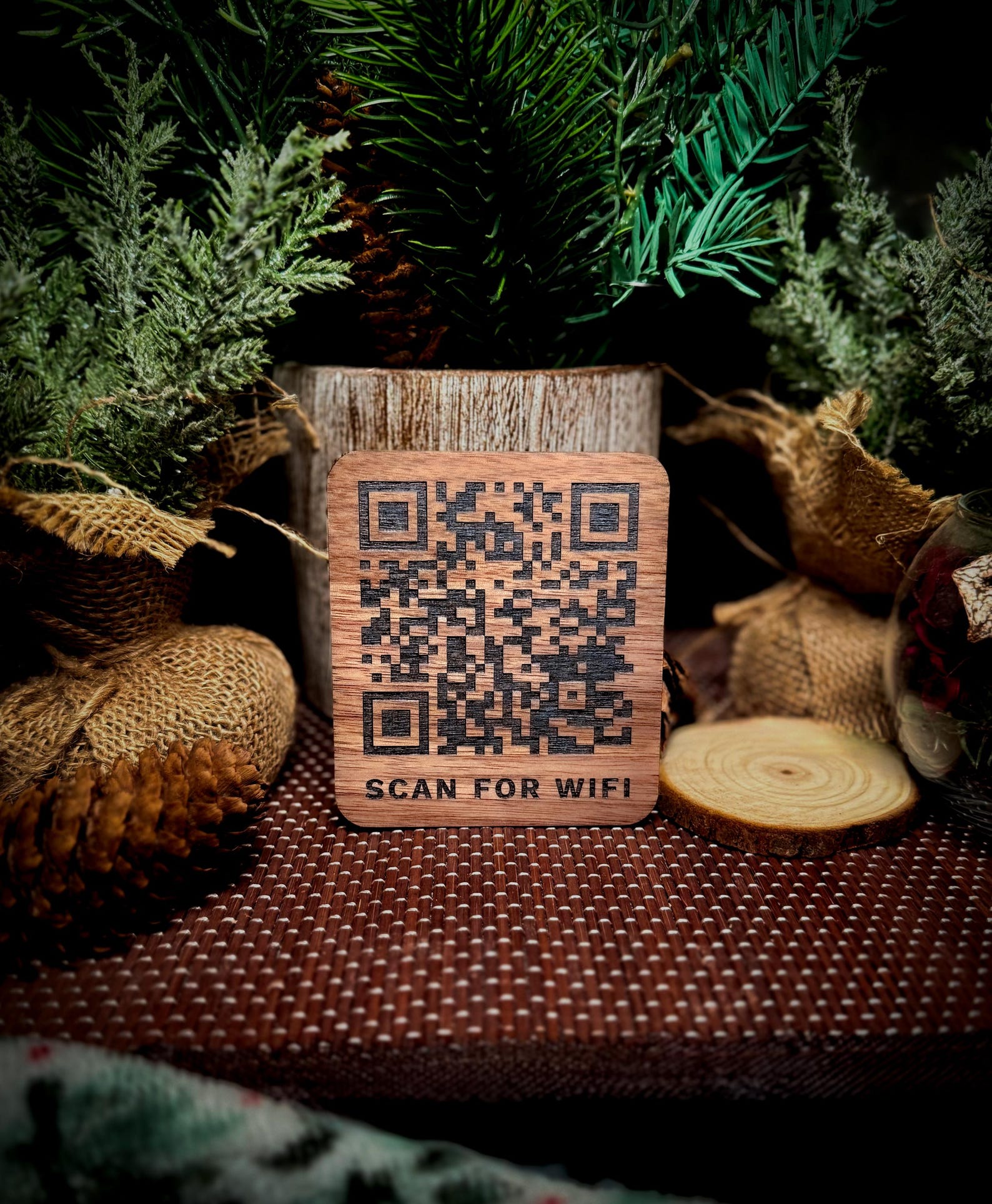 Walnut Wood Wifi QR Code Magnet Sign: Home, Business, Airbnb - Etsy
