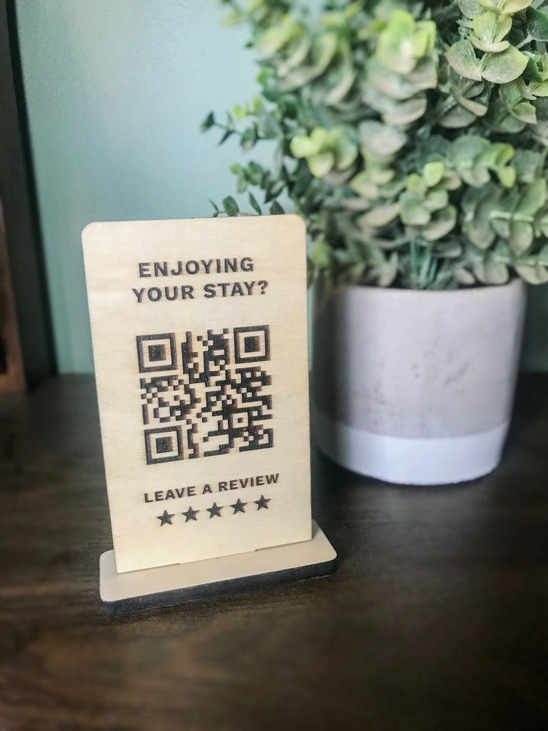 QR Code Sign Wooden Custom QR Sign Wifi Qr Sign QR Sign for Business ...